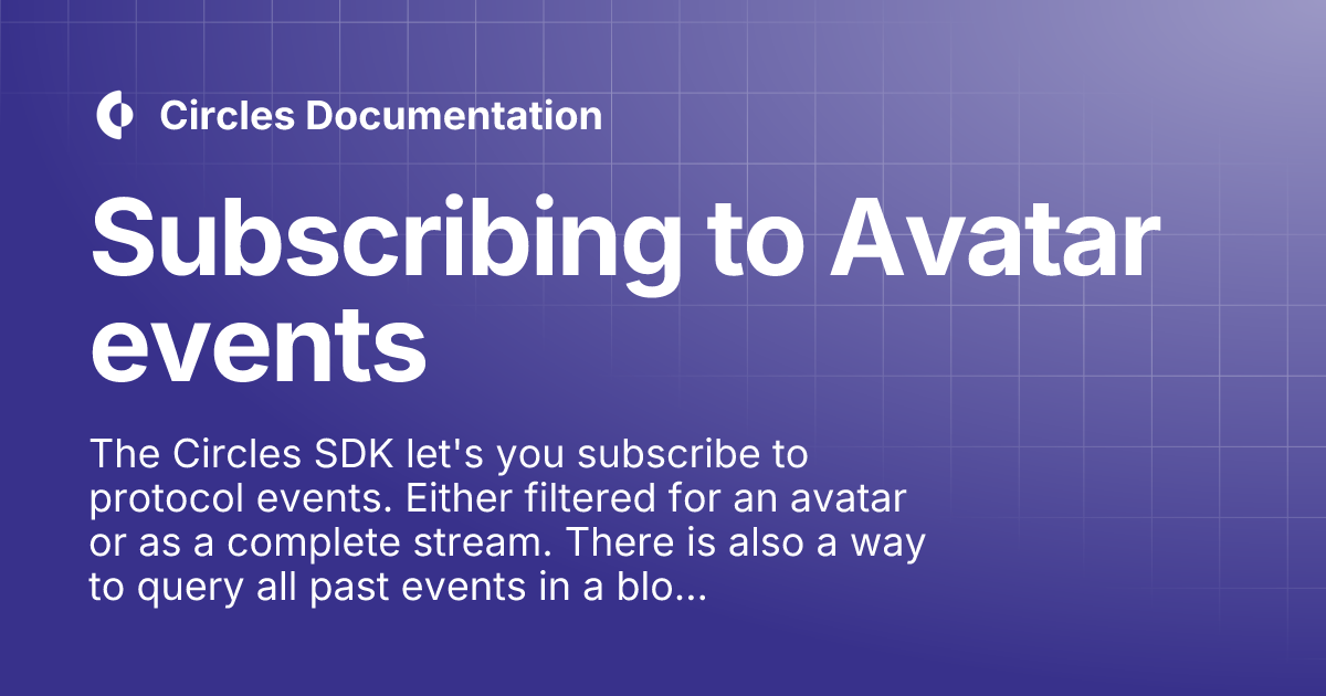 Subscribing to Avatar events | Circles Documentation